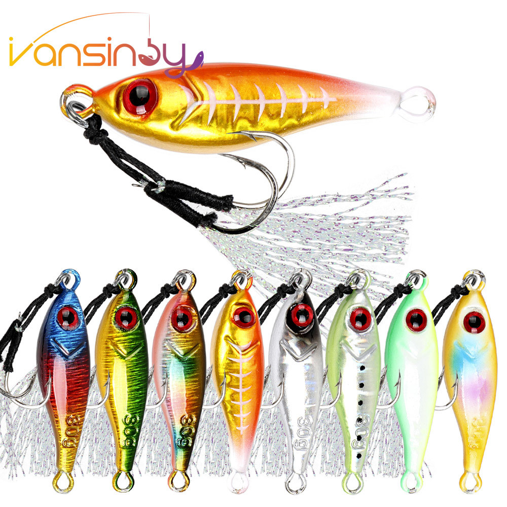 Fishing Jig Lure 7g/10g/20g/30g Deep Sea Fishing Lures Slow Jigging Artificial Lures with Double ...