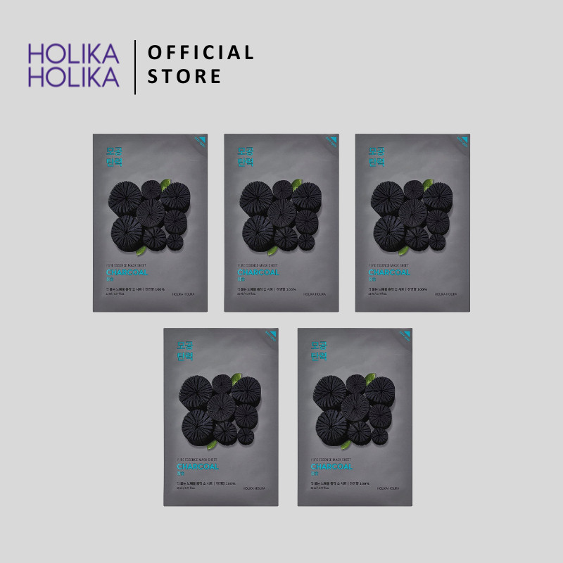 Holika Holika Pure Essence Mask Sheet Set - Charcoal Purifying And Pore ...