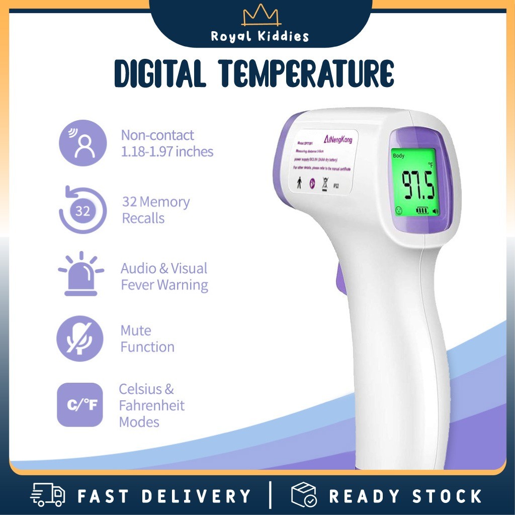 Thermometer Digital Infrared Temperature Non-Contact Laser Forehead For ...