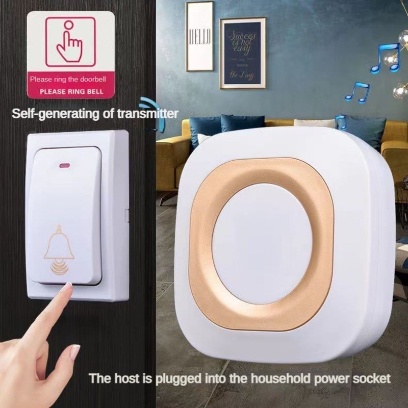 Self-Powered Home Wireless Doorbell Far Distance Remote Door Receiver ...