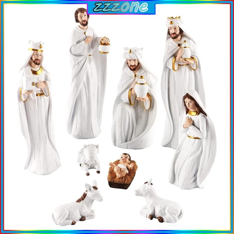 zzz Christmas Manger Decorations Set Jesus Nativity Scene Art Statue ...