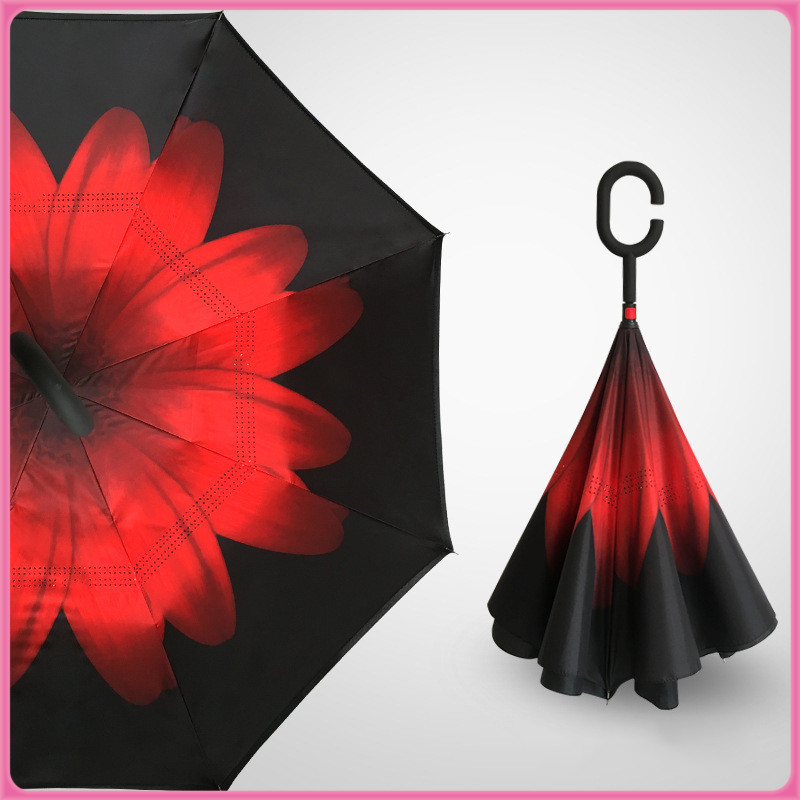 Large Inverted Umbrella Rain 2-Layer Fabric Model Sun uv Folding ...