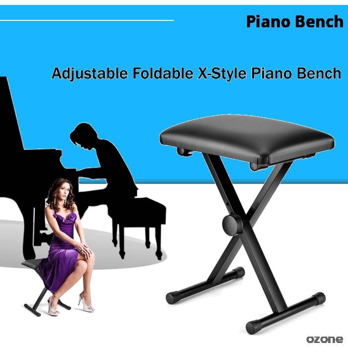 Keyboard Bench X-Style Adjustable Piano Bench Padded Stool Chair Seat ...