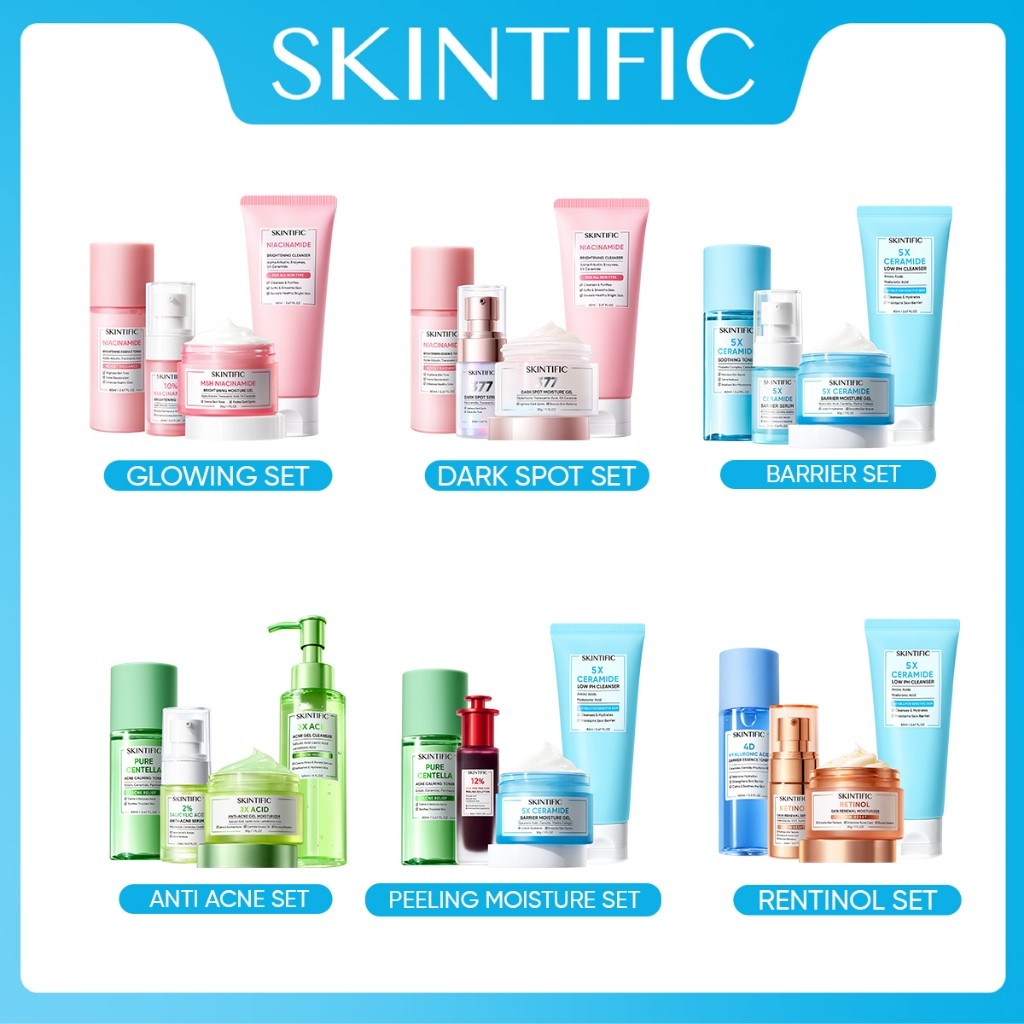 Skintific 4PCS Complete Package Skincare with Serum - Low pH Cleanser ...