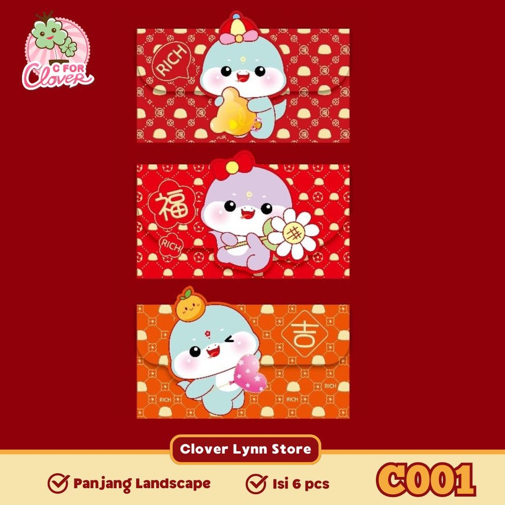 Angpao SNAKE YEAR Long LANDSCAPE ANGPAO Pack Of 6pcs hongpao chinese ...