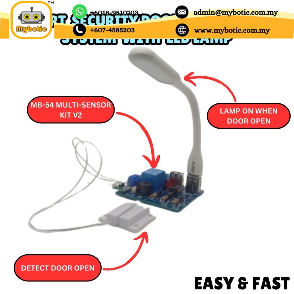 SMART SECURITY DOOR LOCK ALARM SYSTEM WITH LED LAMP WITH MB-54 MULTI ...