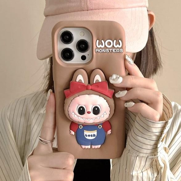 Cartoon Cute Monsters Labubu Popsocket Silicone Soft Case For IP iPhone ...