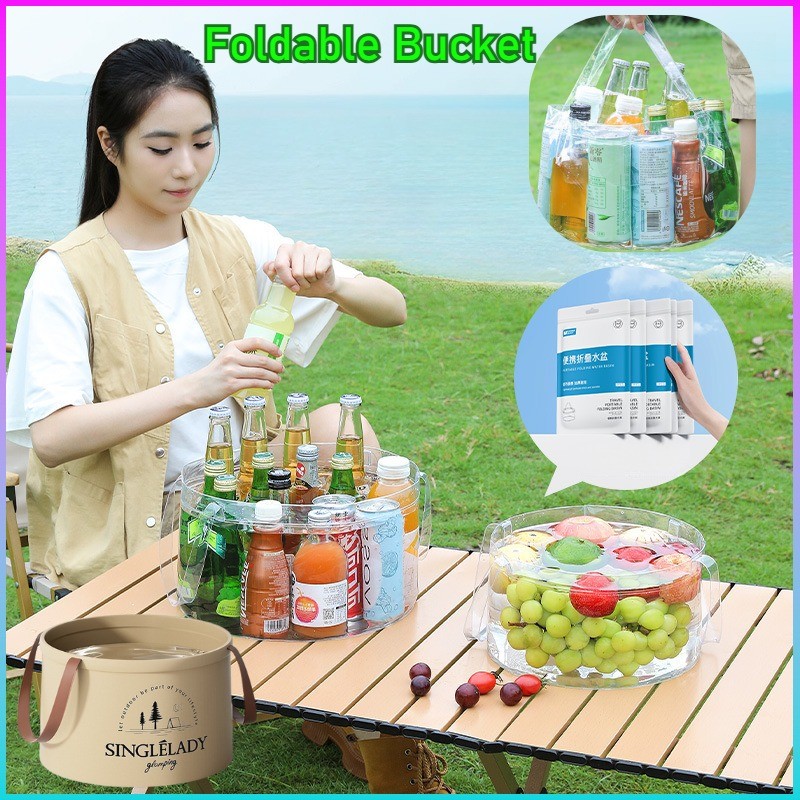 Foldable Bucket Portable Camping Bucket Fruit Cleaning Disposable ...