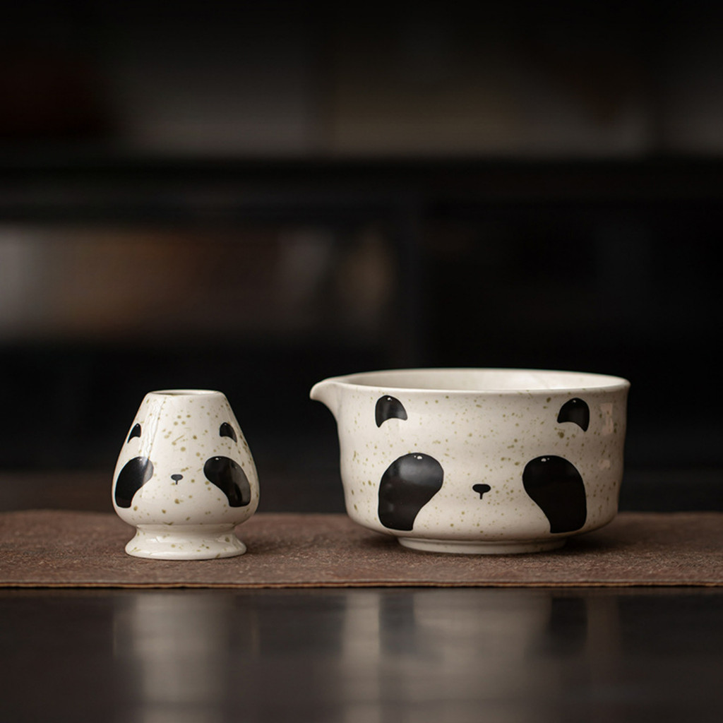 matcha bowl set Chawan Mangkuk Matcha dengan Muncung Tuang Cute Panda ...