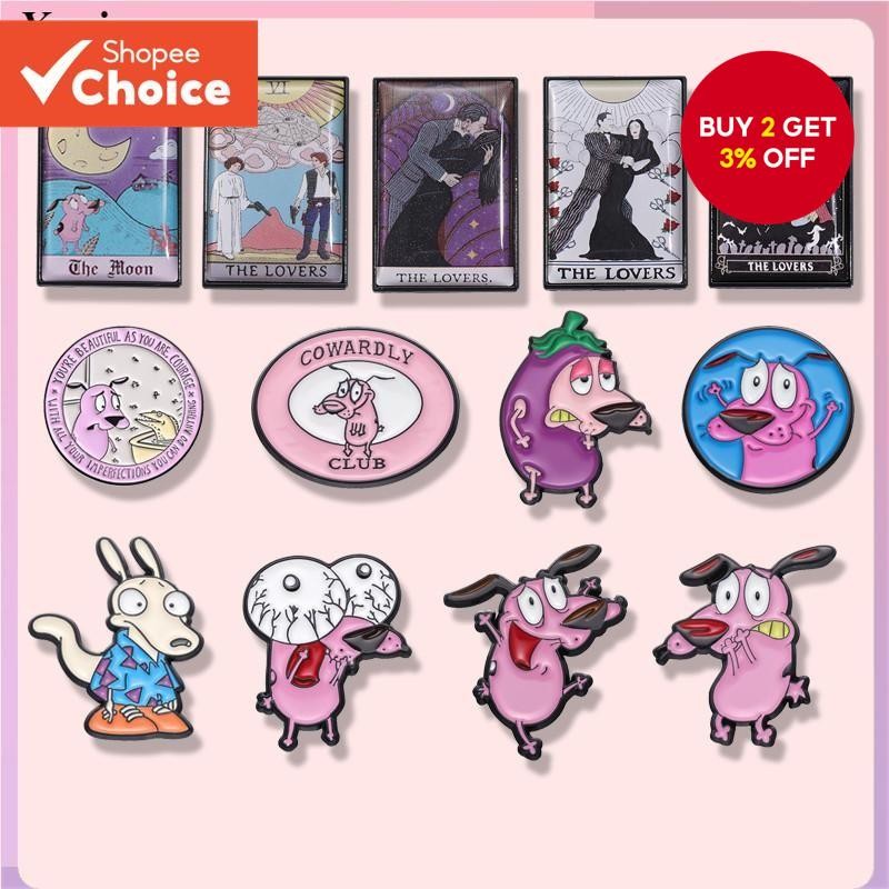 Creative Courage The Cowardly Dog Enamel Pin Pink Big-eyed Dog Enamel ...