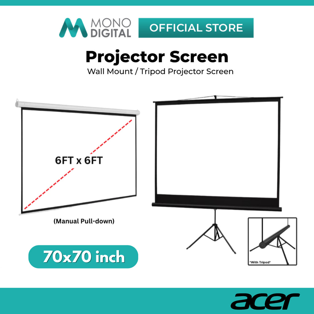ACER WALL SCREEN / TRIPOD SCREEN PORTABLE PROJECTOR SCREEN FOR LED/LCD ...