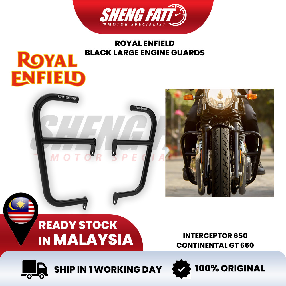 Royal Enfield Black Engine Guards Hunter 350 | 22mm Steel Sheng Fatt ...