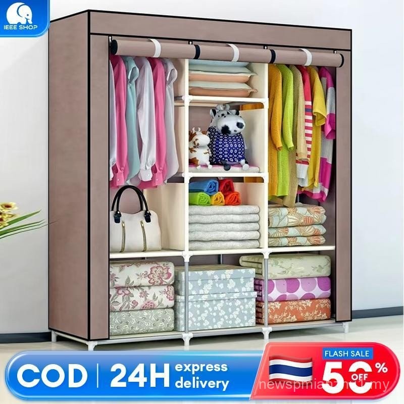 IEEE Wardrobe Almari Baju Rak Baju Clothes Organization Storage Rack ...