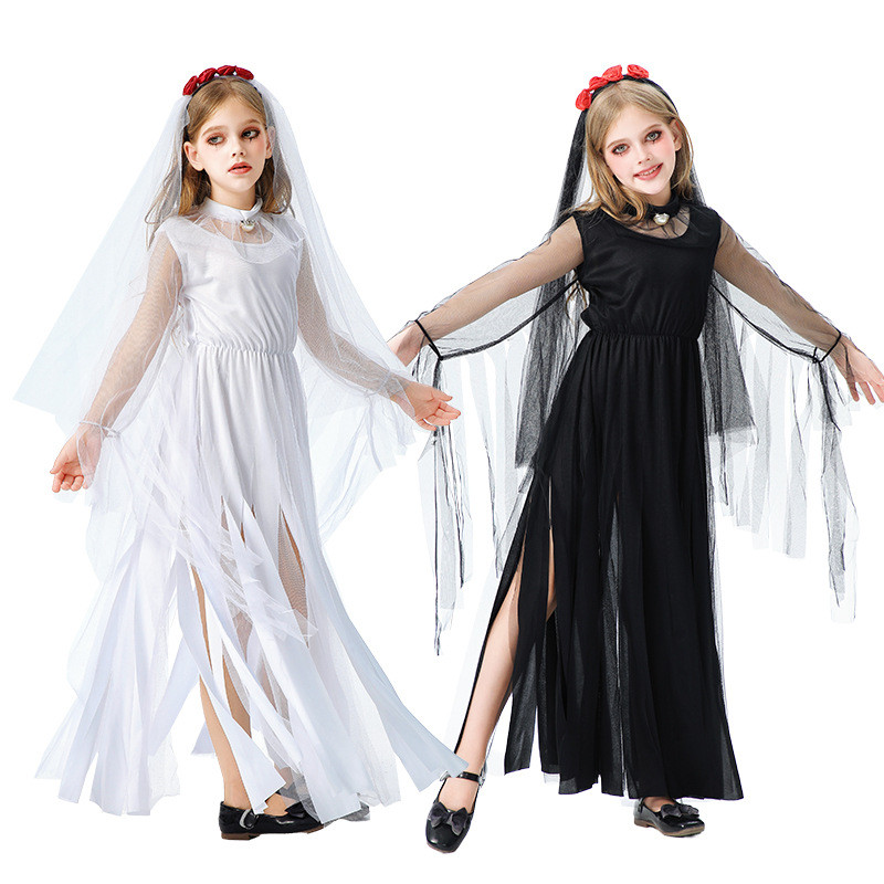 Halloween Children's Costume Girls Dark Devil Devil Bride Dress Vampire ...