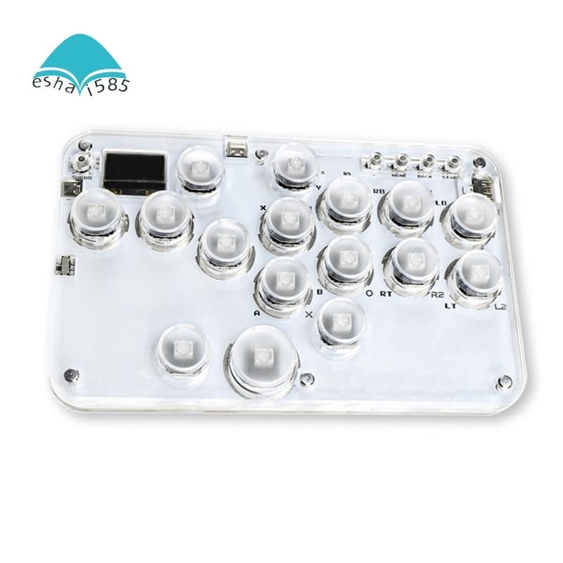 Arcade Stick 16-Key Controller with RGB & Turbo, Compatible with for PC ...