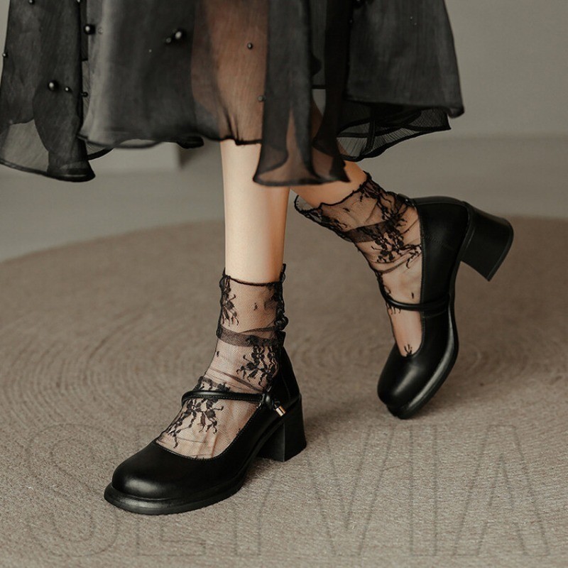Marie Jane Silk Stockings - Medium Tube Sock - Flower Calf Sox - JK ...