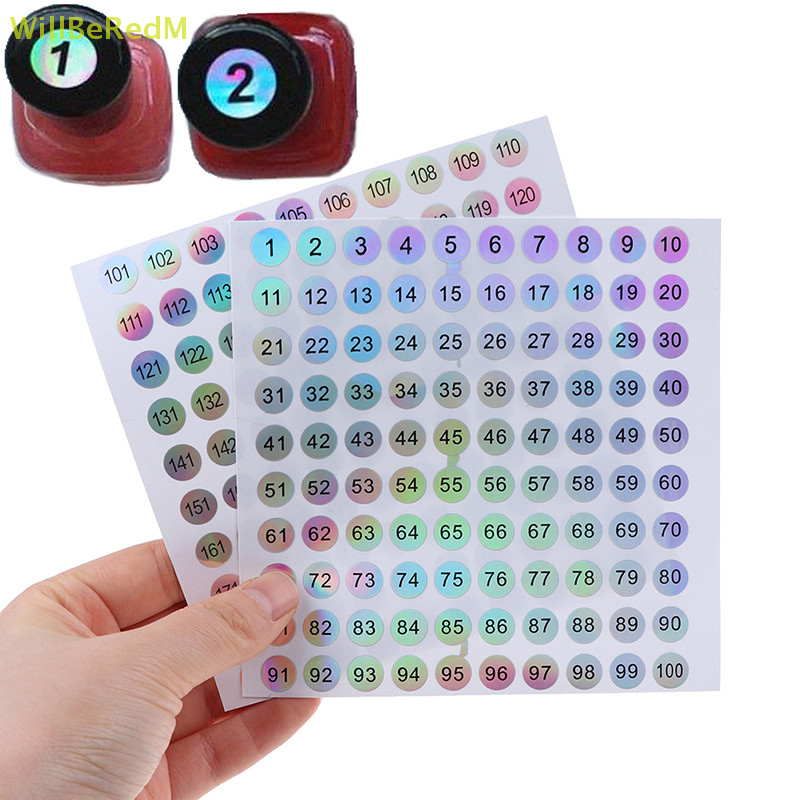 [WillBeRedM] Waterproof Number 1-200 Laser Labels Stickers Nail Polish ...