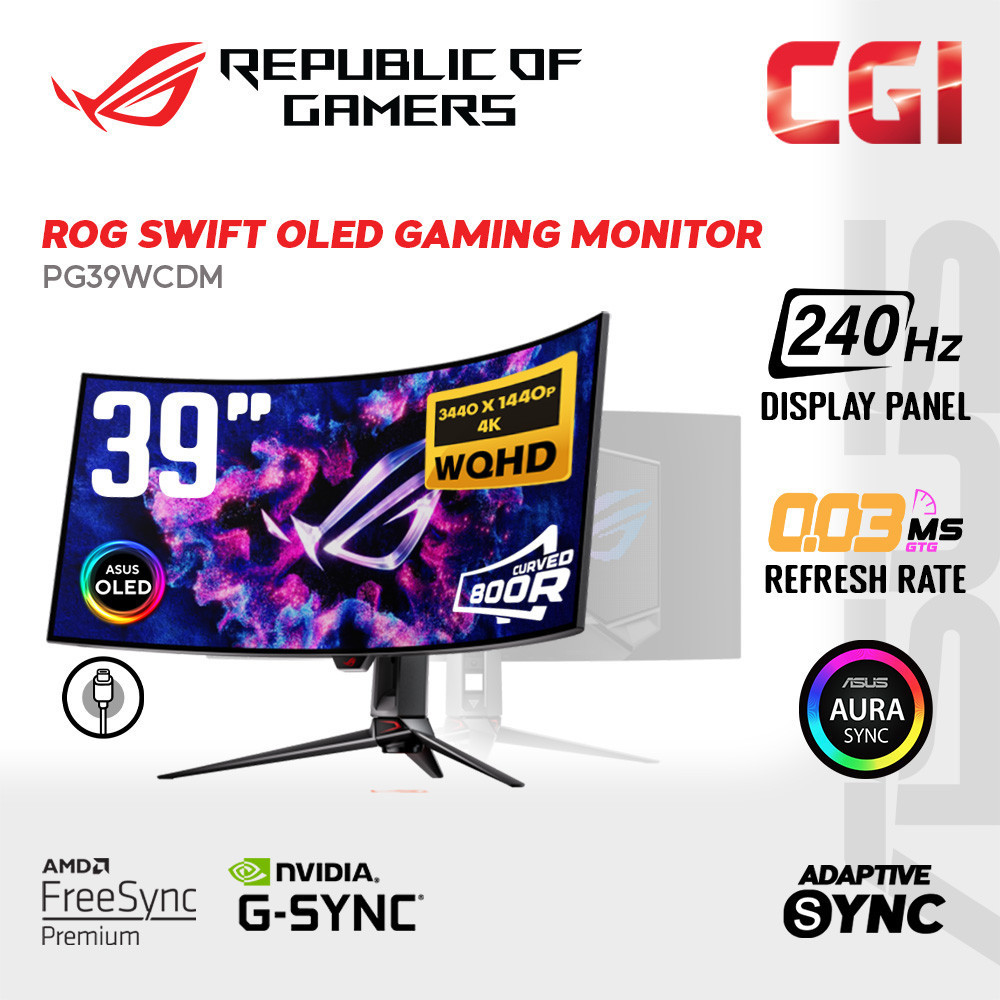 Asus 39" ROG Swift PG39WCDM WOLED UWQHD HDR10 Adaptive Sync 240Hz 0 ...