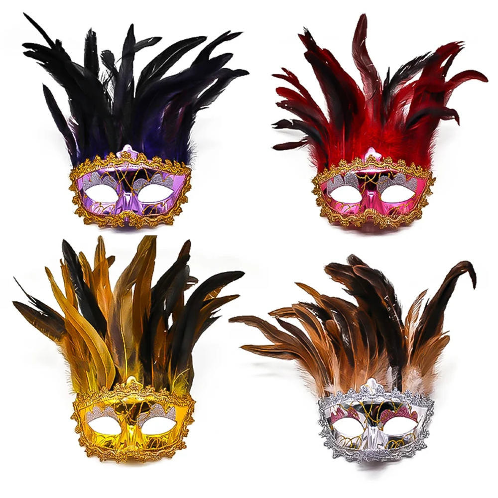 Feathers Venetian Halloween Costume Mask Party Feather Masks Masquerade ...