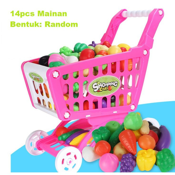 Hot Kids Childrens Shopping Trolley Cart Play Toy Plastic Fruit Toys ...