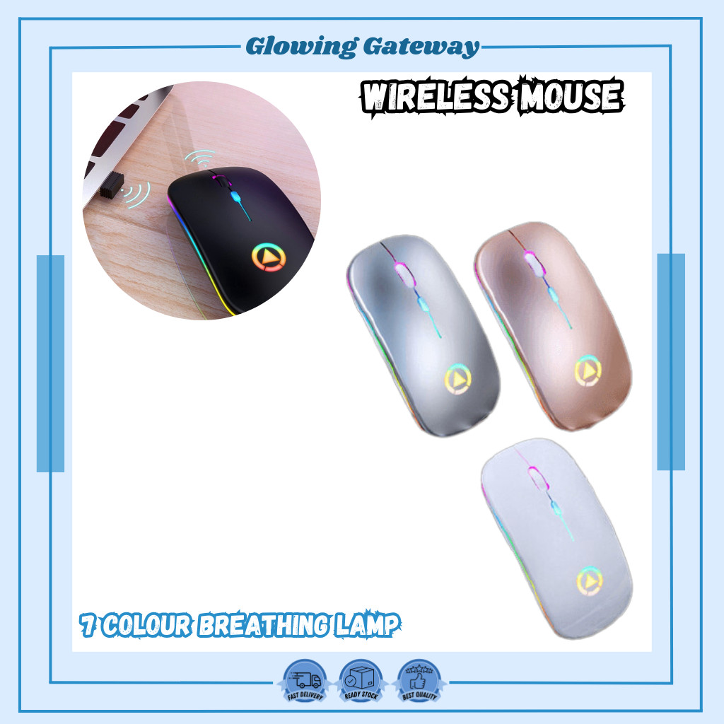 🔥 WIRELESS MOUSE RECHARGEABLE SILENT CLICK WITH LED BACKLIT 蓝牙鼠标🔥 Mice ...