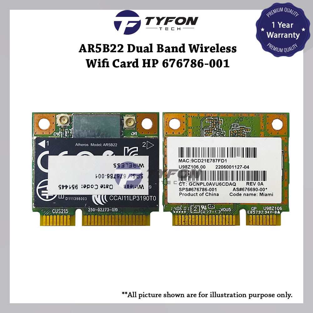 Atheros AR5B22 Dual Band Wireless Bluetooth 4.0 PCIe Wifi Card HP ...