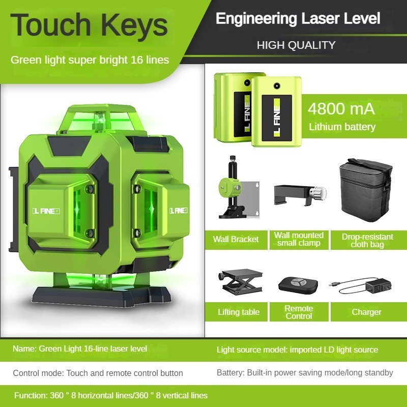 12/16 Line New Green Laser Level Portable Self Leveling Laser Projector ...