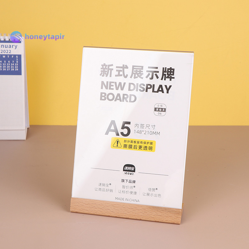 honeytapir A4 A5 A6 Acrylic L-Style T-Type Strong Table Signboard ...
