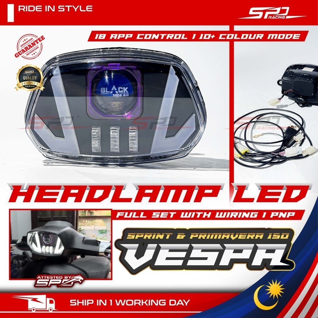 Vespa Head Lamp LED I i8 APP Control I 10+ Colour Mode I Customade ...