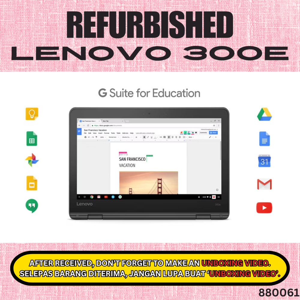 REFURBISHED 300E CHROMEBOOK OFFICE USE LAPTOP MURAH X360 FLIP PLAYSTORE WEBCAM ONLINE CLASS ...