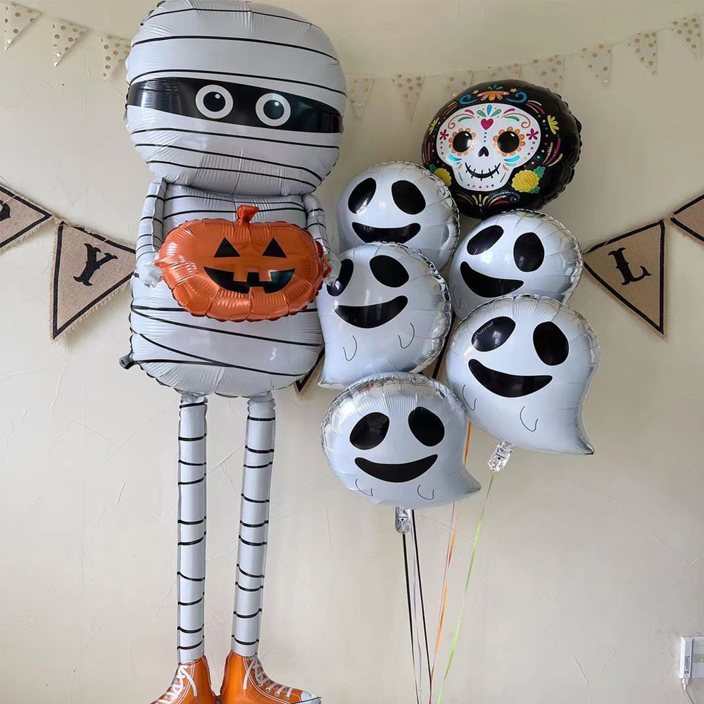 Skull Man Mummy Pumpkin Standing Halloween Balloons Witch Ghost Boo ...