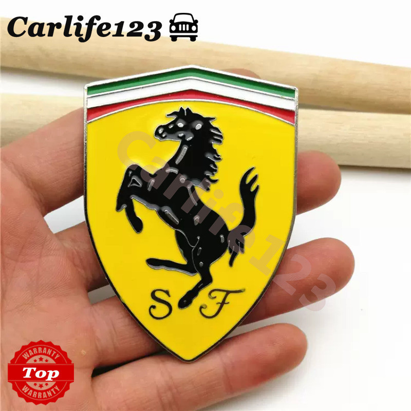 Ferrari Logo Badge Emblem Car Fender Side Metal Sticker | Shopee Malaysia