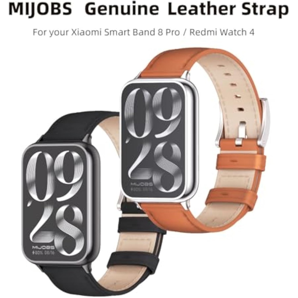 MIJOBS Adjustable Length Leather Strap For Xiaomi Redmi Watch 4/8/9 Pro ...