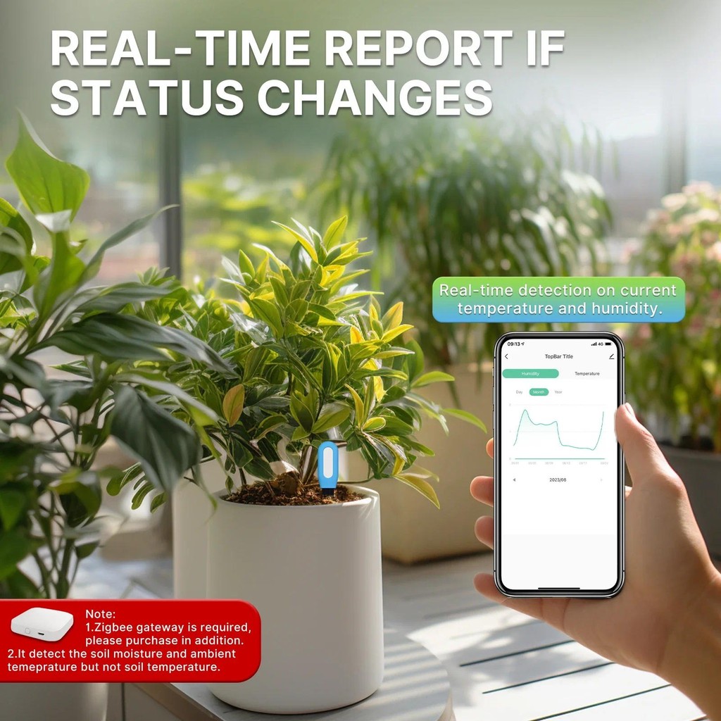 MOES Smart ZigBee Soil Temperature Meter Moisture Humidity Sensor Plant ...