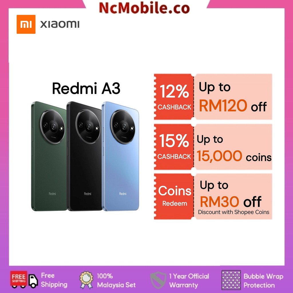 Redmi A3 | 4GB RAM 128GB ROM | Shopee Malaysia