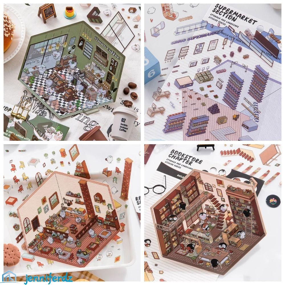 JENNIFERDZ 3D Sticker Paper, 4 in 1 DIY Three-dimensional Sticker, Cute ...