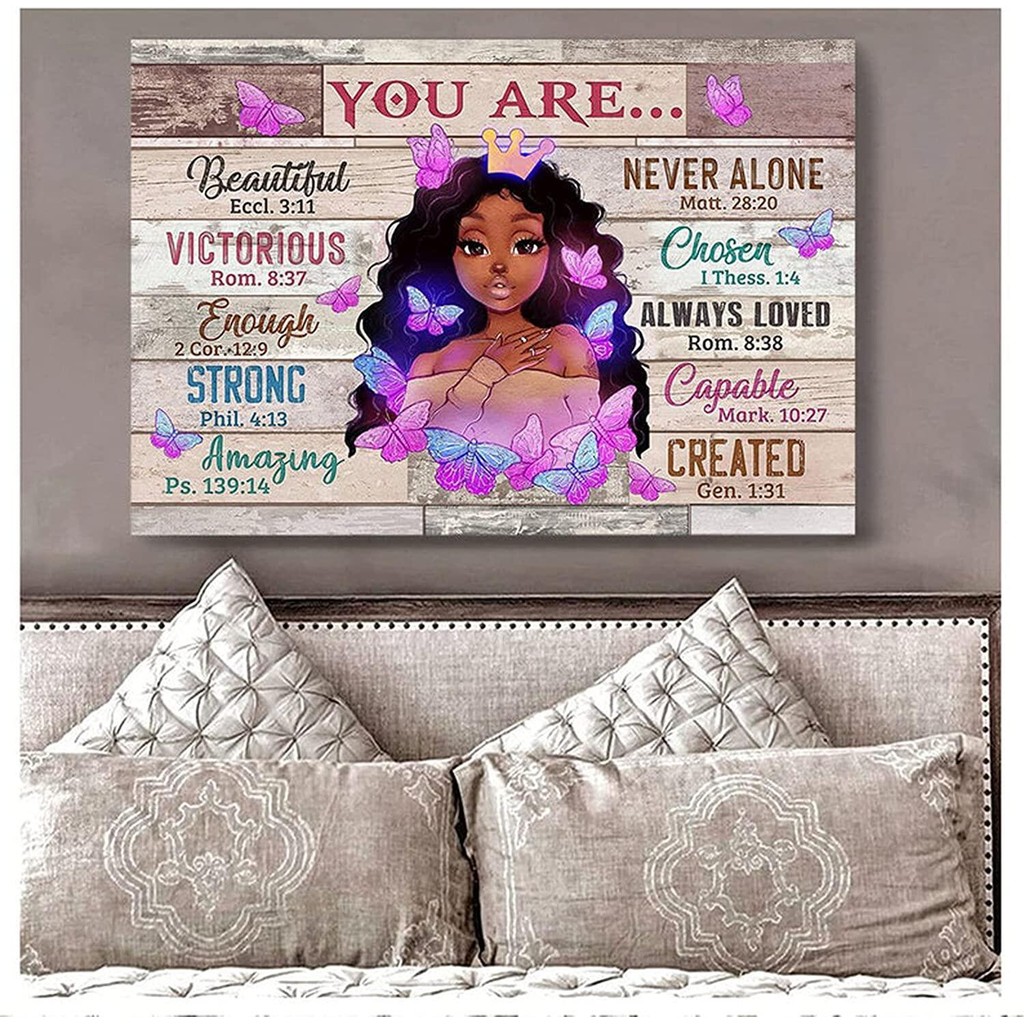 Black Girl You Are Beautiful Canvas Black Teenage Girl Poster African American Girl Print ...