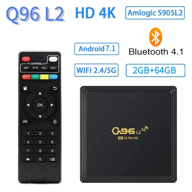 Q96 L2 TV Box BT 4.1 Android TV Box Amlogic S905L2 Quad Core HD 4K 3D 4G 5G Dual WiFi Smart ...