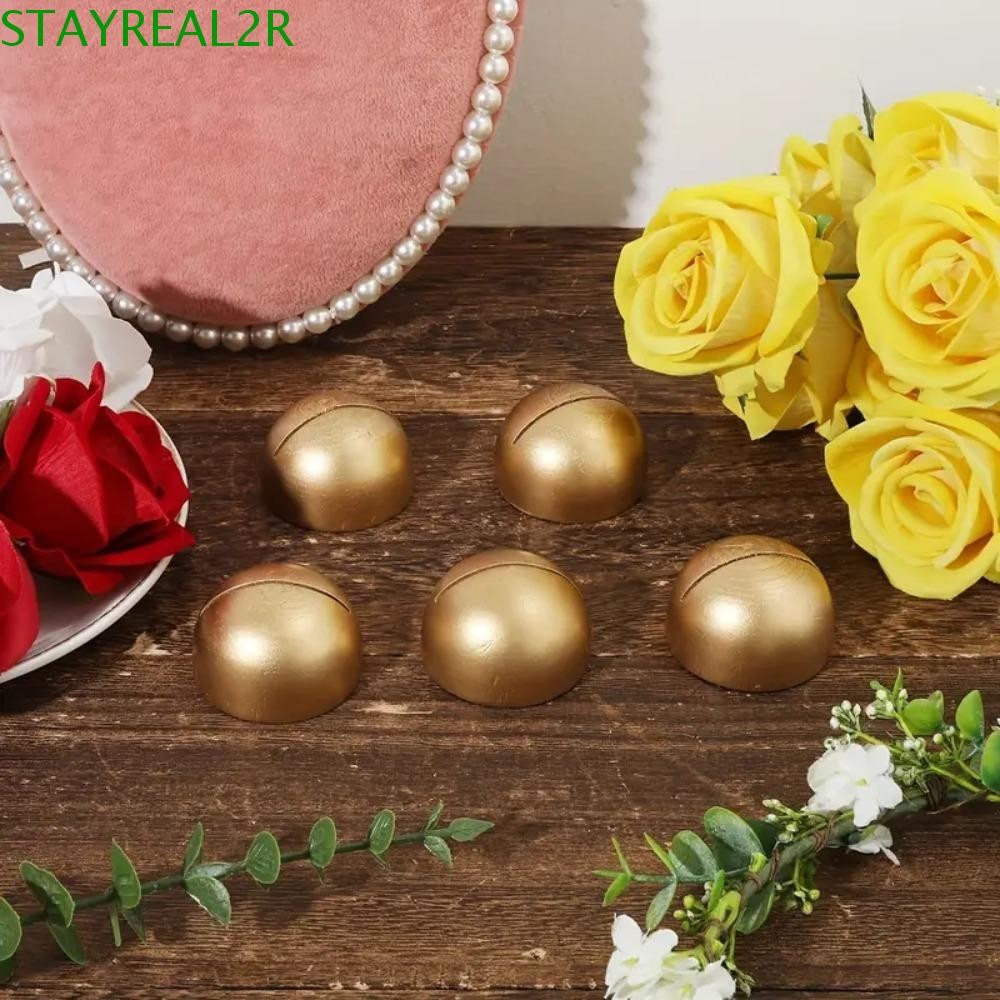 STAYREAL2R Table Number Stand, Gold Wooden Photo Card Postcard Display ...