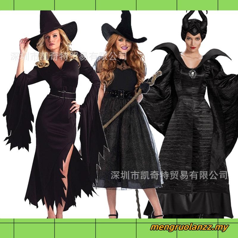 Movie Maleficent Costume Adult Women Witch Dress Demon Cosplay Uniform ...