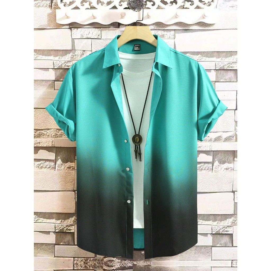 Men's shirt, short sleeved shirt, men's casual T-shirt, gradient 3D ...