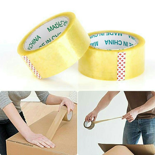 Clear Self Adhesive OPP BOPP 48mm x 100 meter Yellow Cellophane Tape ...
