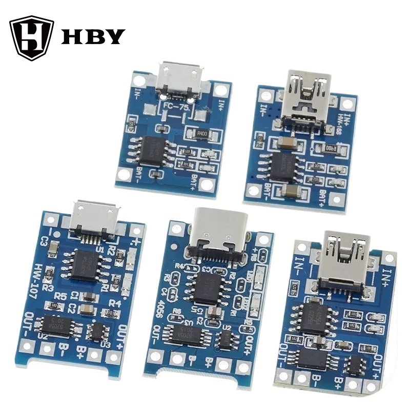 Type-c/Micro/Mini USB 5V 1A 18650 TP4056 Lithium Battery Charger Module ...