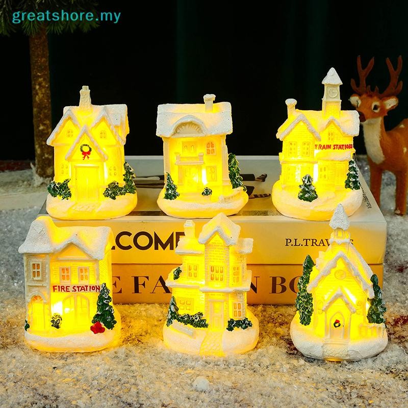 greatshore Resin Christmas Houses Lighted Xmas Village Houses Figurines ...