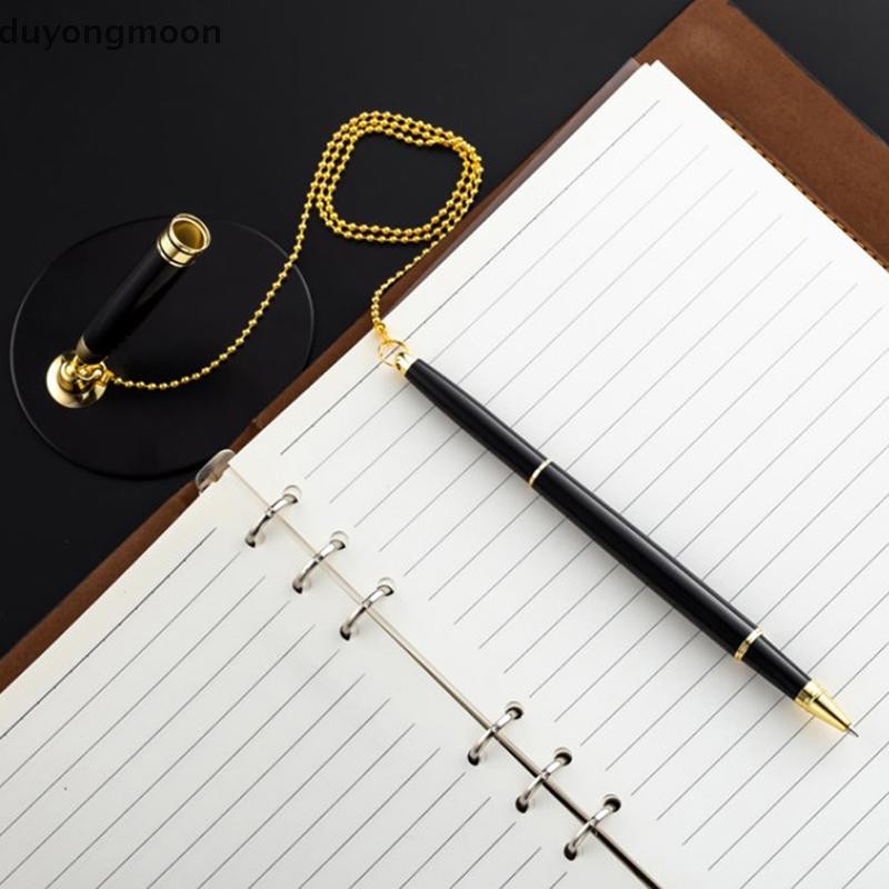 (duyongmoon) Sticky Desk Pens with Chain Fixed Bank Counter Pen Metal ...