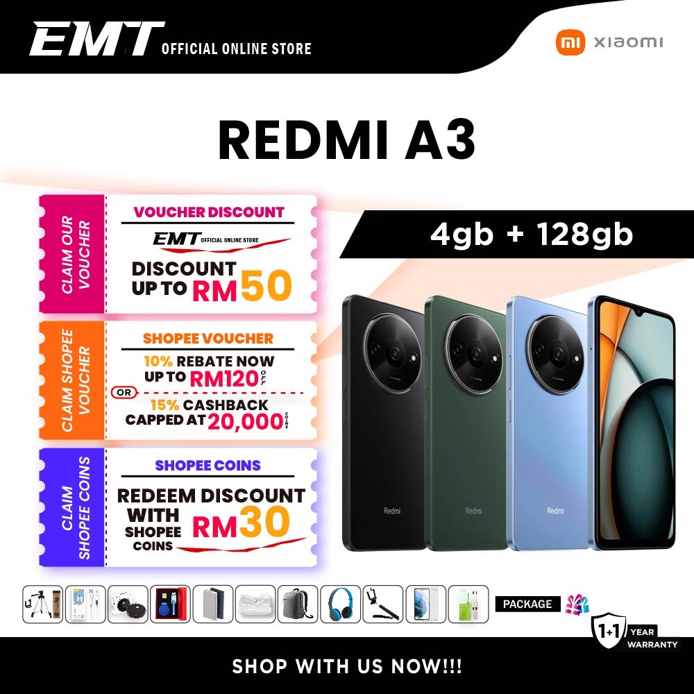 REDMI A3 [3GB RAM 64GB ROM] [8(4+4)GB RAM 128GB ROM] - Original XIAOMI ...