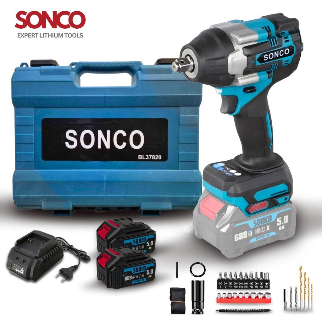 SONCO 680NM/880NM Heavy Duty Cordless Impact Wrench Electric 1/2 Inch ...
