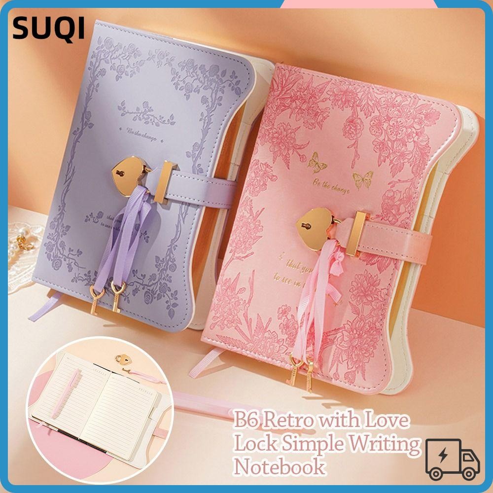 LUCKY-SUQI Notebook, with Love Lock Keys B6 Size Diary Notebook, Simple ...