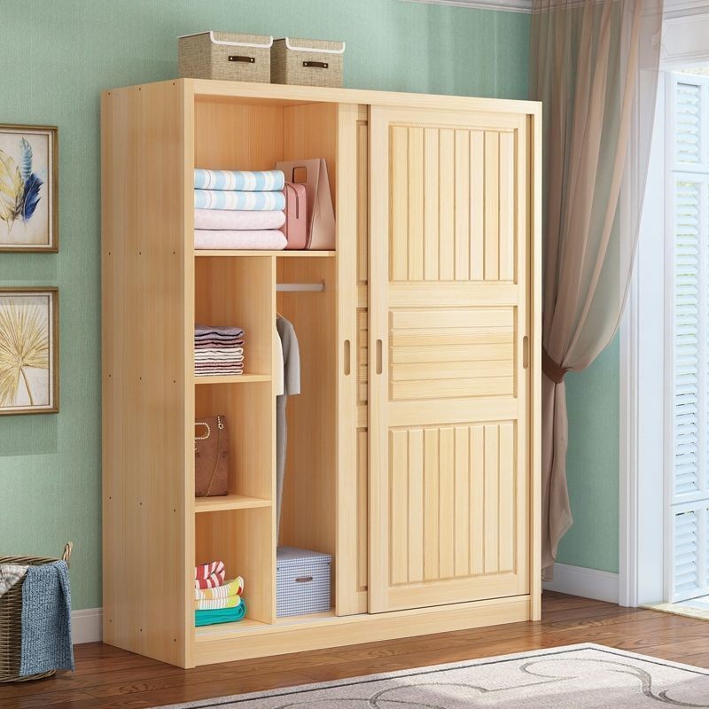 Solid Wood Sliding Door 50cm Deep Wardrobe Simple Modern Bedroom ...