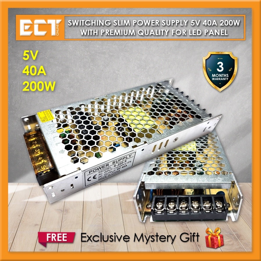 Switching Slim Power Supply 5V 40A 200W with Premium Quality for LED Panel | Shopee Malaysia